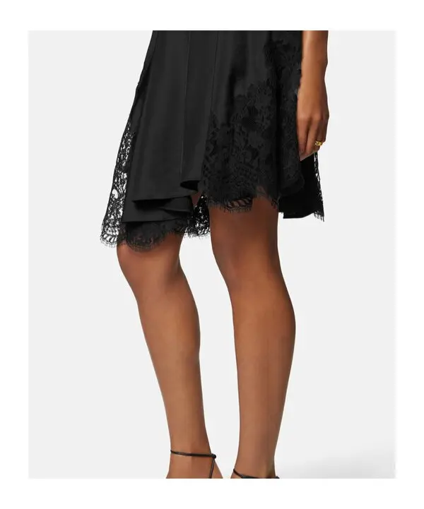 Versace Lace-trimmed Satin Mini Dress - Black