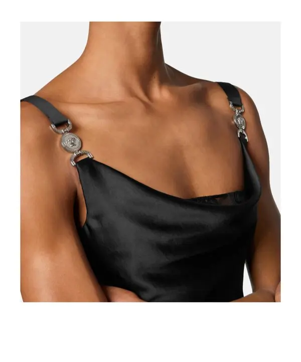 Versace Lace-trimmed Satin Mini Dress - Black