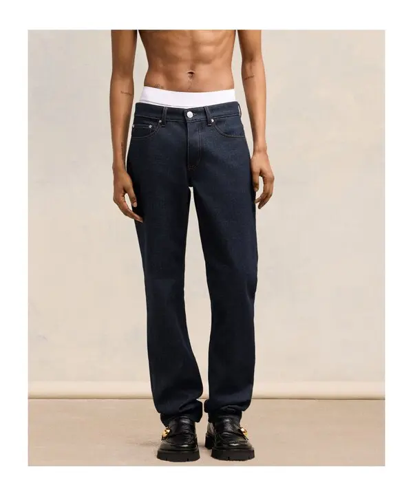 AMI Paris Straight-leg Jeans With Logo Patch