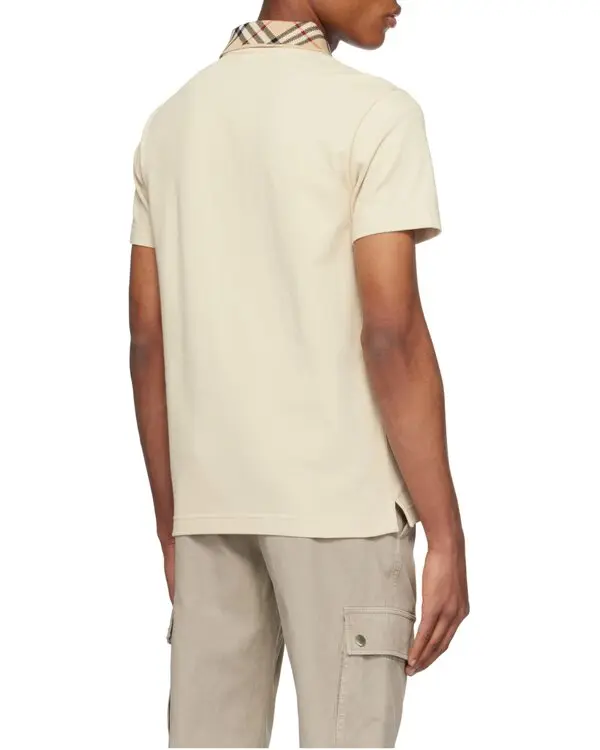 Burberry Check Collar Short Sleeved Polo Shirt - Nutmeg