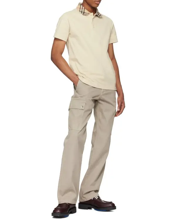 Burberry Check Collar Short Sleeved Polo Shirt - Nutmeg