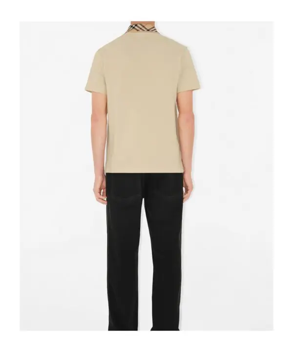 Burberry Check Collar Short Sleeved Polo Shirt - Nutmeg