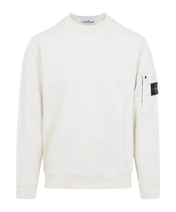 Stone Island Logo Patch Crewneck Sweatshirt - Ivory