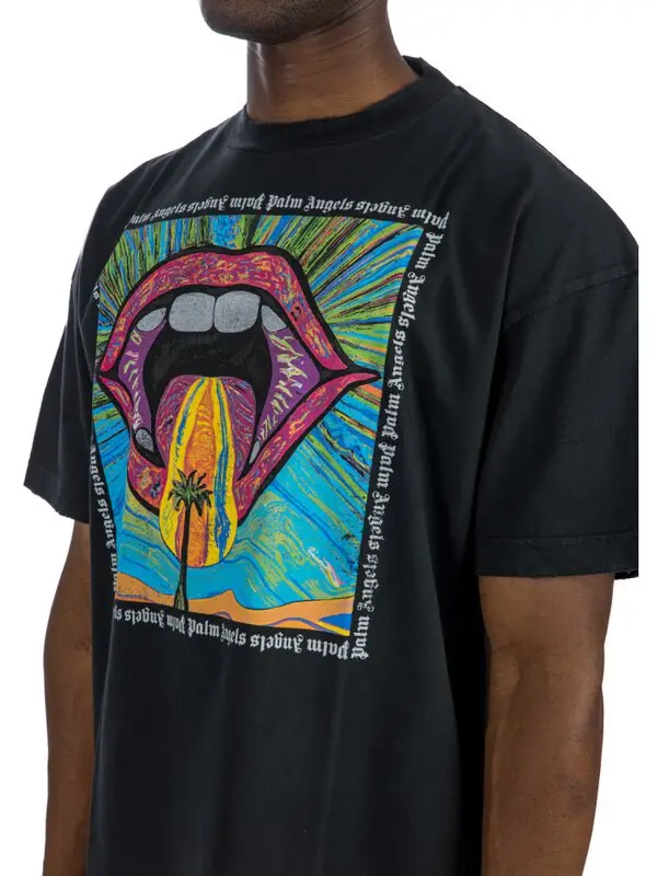 Palm Angels Crazy Mouth Straight Hem T-shirt