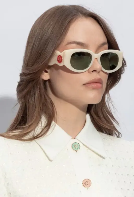 Casablanca Geometric Frame Sunglasses - Green