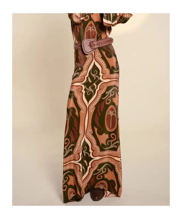Johanna Ortiz Graphic Maxi Skirt - Brown