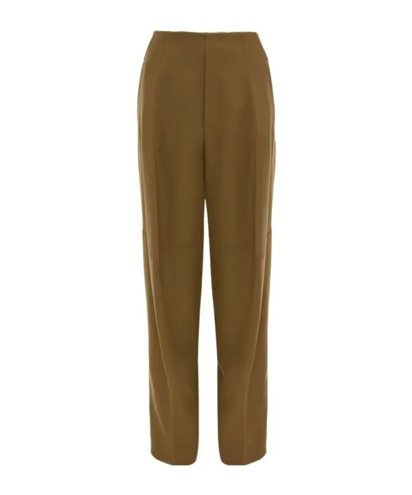 Victoria Beckham Straight-leg Pleated Trousers - Dark Camel
