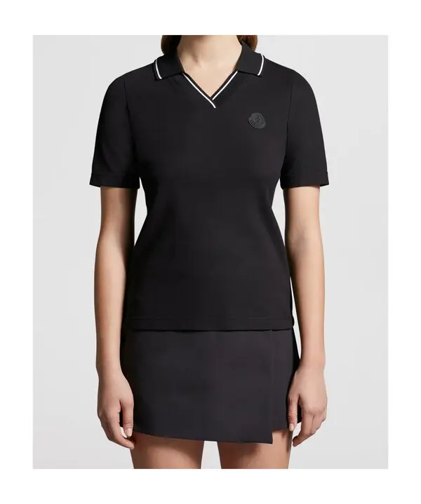 Moncler Logo Patch V-neck Polo Shirt