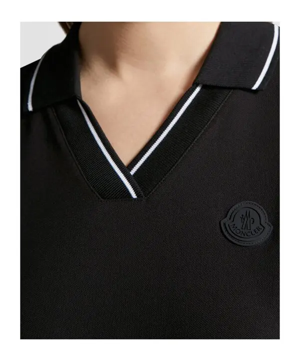 Moncler Logo Patch V-neck Polo Shirt