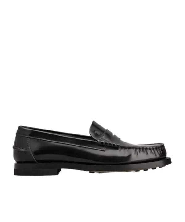 TOD'S Logo Embossed Penny Loafers - Black