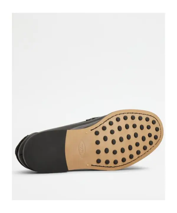 TOD'S Logo Embossed Penny Loafers - Black