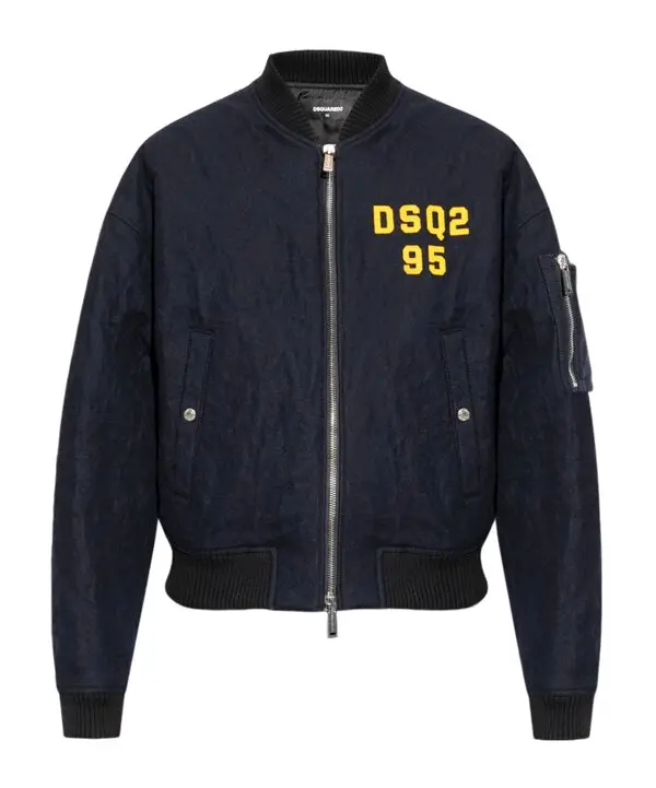 Dsquared2 Logo Patch Bomber Jacket - Navy Blue