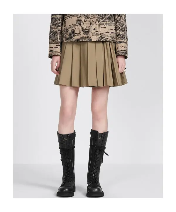 Dior Pleated Gabardine Short Skirt