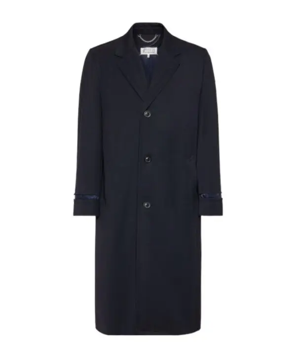 MAISON MARGIELA Single-breasted Virgin Wool Coat - Dark Blue
