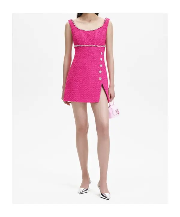SELF-PORTRAIT Sleeveless Dress With Spoon Collar And Side Slit