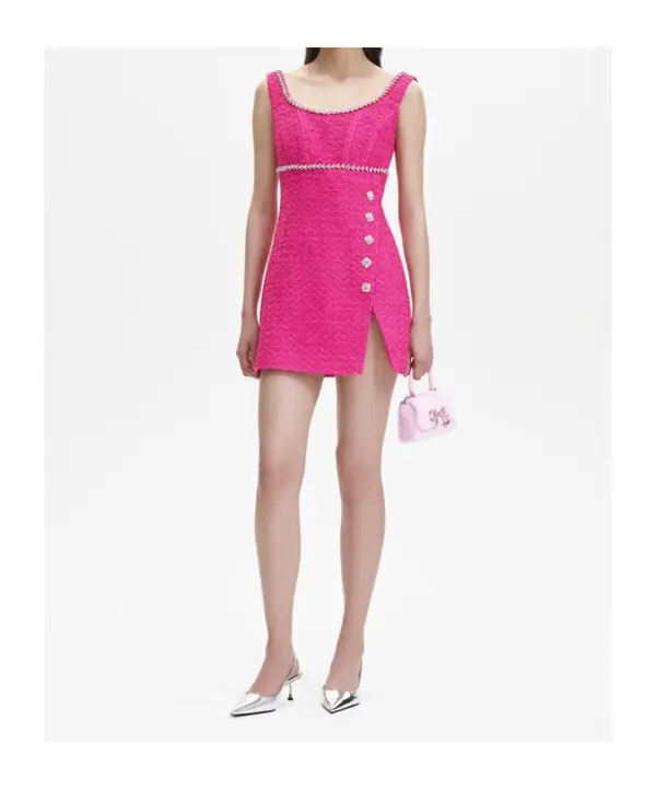 SELF-PORTRAIT Sleeveless Dress With Spoon Collar And Side Slit
