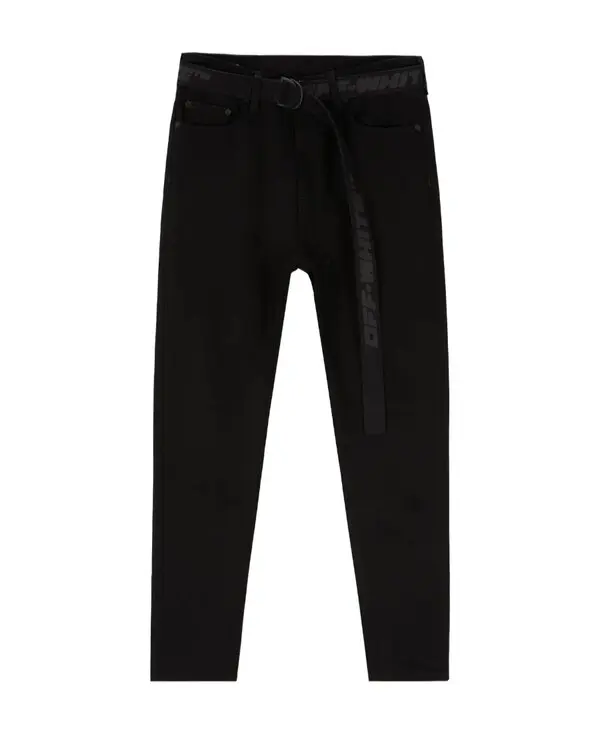 Off-White Belted Slim-fit Jeans - Black
