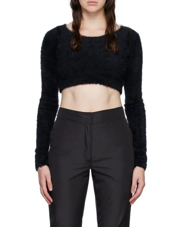 AMBUSH Cropped Crewneck Jumper With Fuzzy Finish