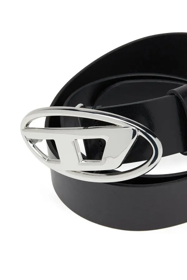DIESEL® Logo Plaque Buckled Belt - Black