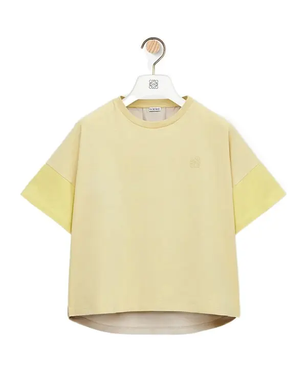 Loewe Anagram-embroidered Panelled T-shirt - Light Gray/light Citrine