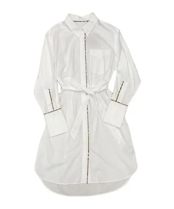 Burberry Long-sleeved Shirt Dress With Belt