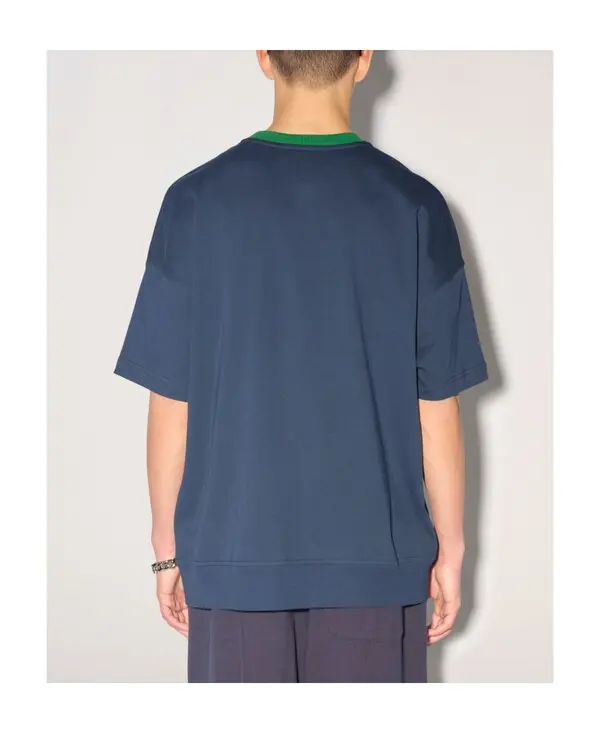 AMBUSH Logo Printed Panelled Crewneck T-shirt - Blue