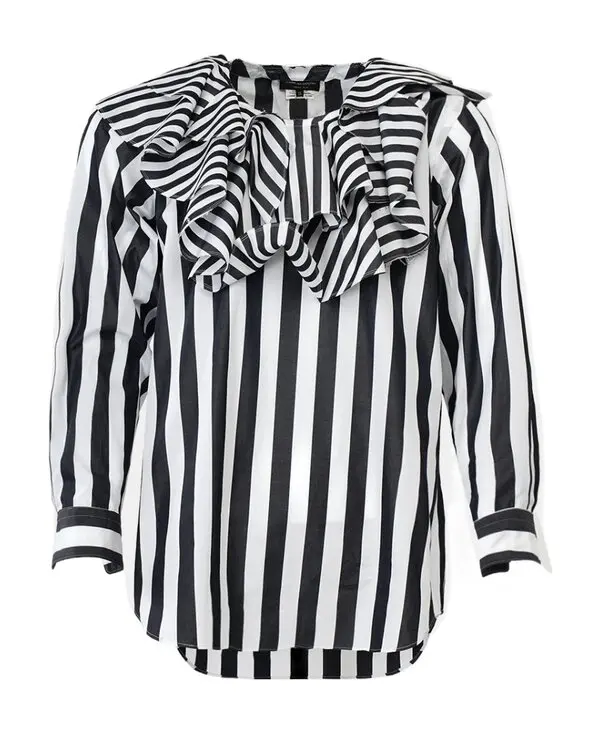 Comme Des Garçons Striped Shirt With Lotus Leaf Edge