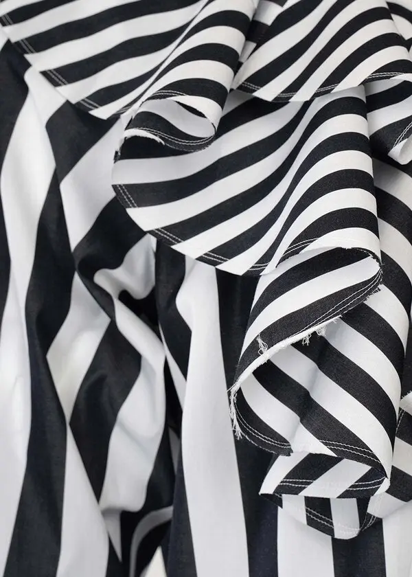 Comme Des Garçons Striped Shirt With Lotus Leaf Edge