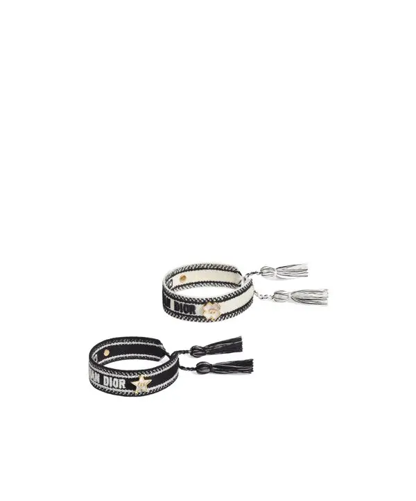 Dior Logo Charm Bracelets With Mother-of-pearl Accents - Black