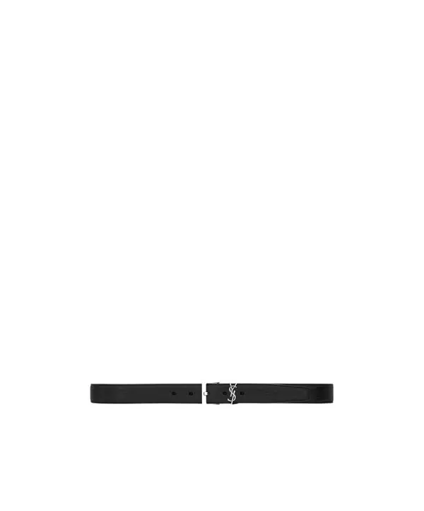 Saint Laurent Cassandre Logo Plaque Belt - Black