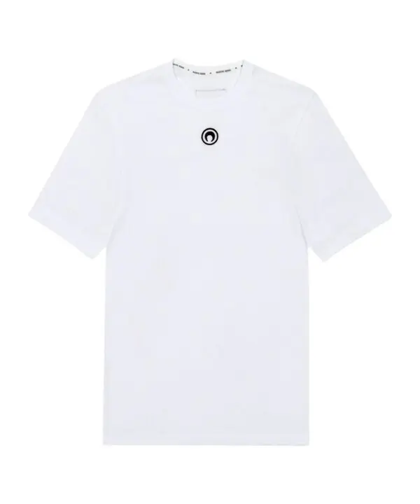 MARINE SERRE Logo Embroidered Ribbed T-shirt - White