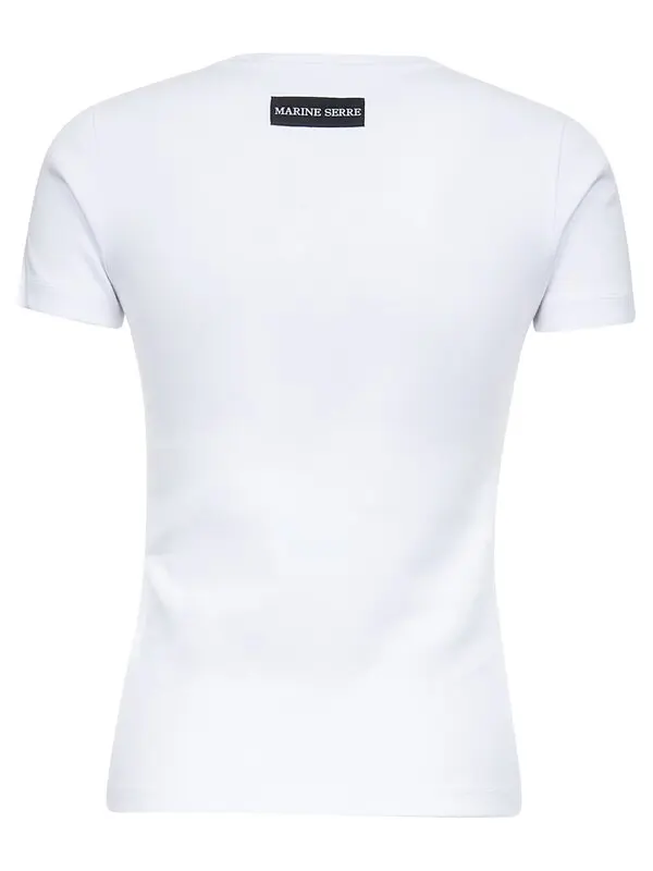 MARINE SERRE Logo Embroidered Ribbed T-shirt