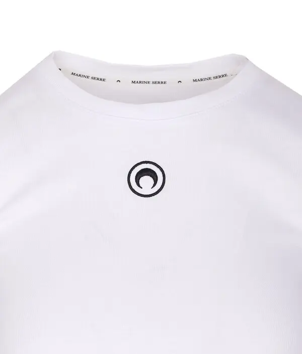 MARINE SERRE Logo Embroidered Ribbed T-shirt