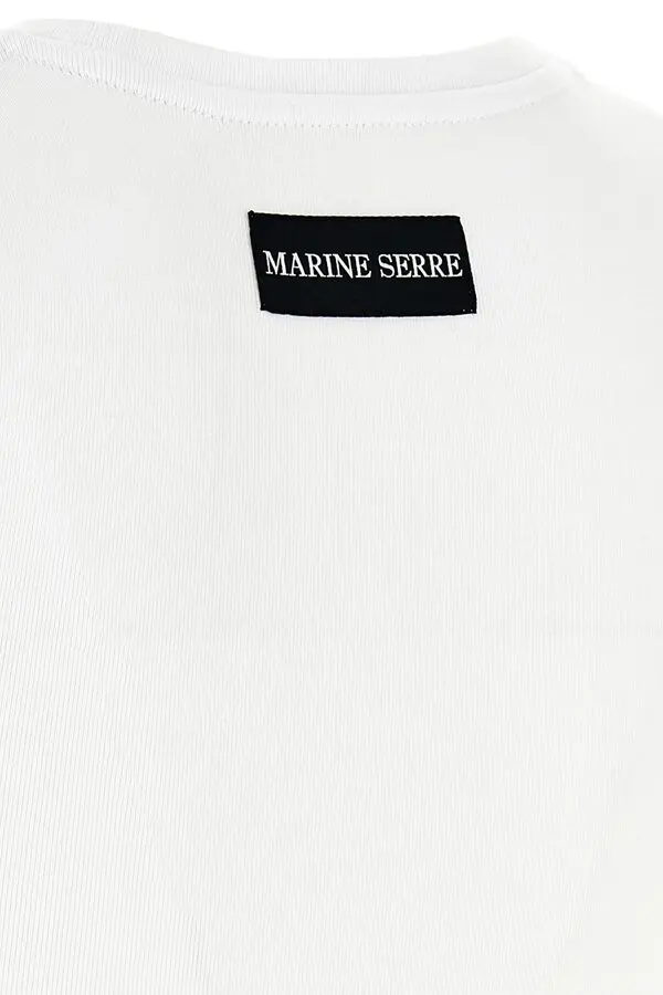 MARINE SERRE Logo Embroidered Ribbed T-shirt