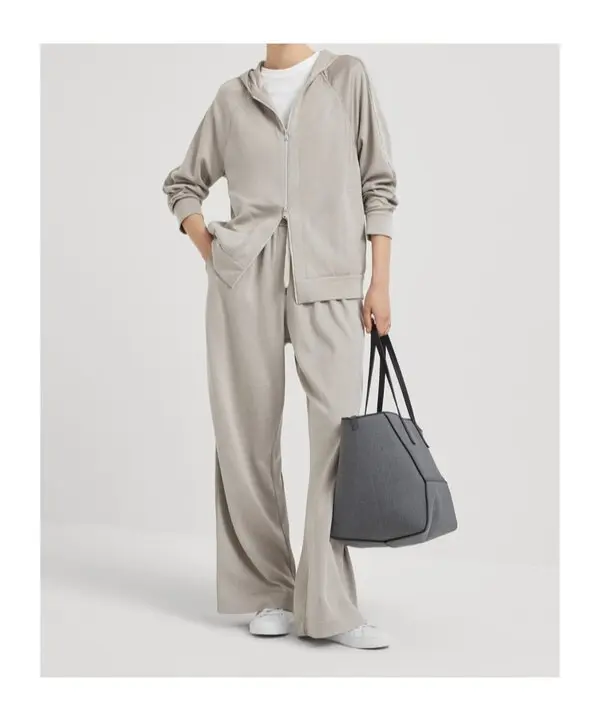 Brunello Cucinelli Embellished Zip-up Hoodie - Light Gray