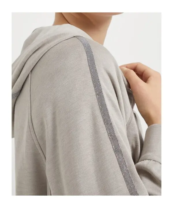 Brunello Cucinelli Embellished Zip-up Hoodie - Light Gray