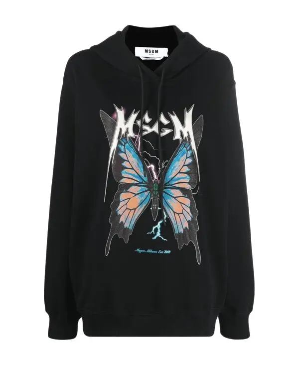 MSGM Graphic Print Cotton Hoodie