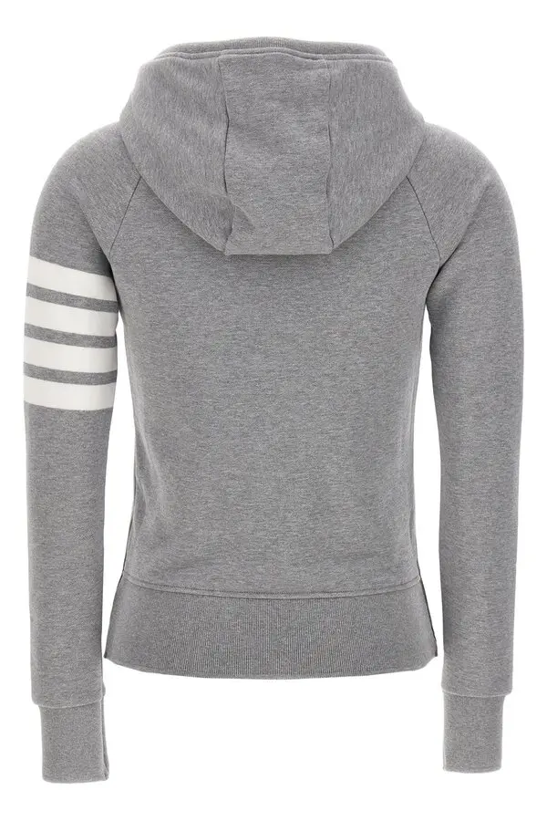 Thom Browne 4-bar Zip-up Hoodie - Light Gray