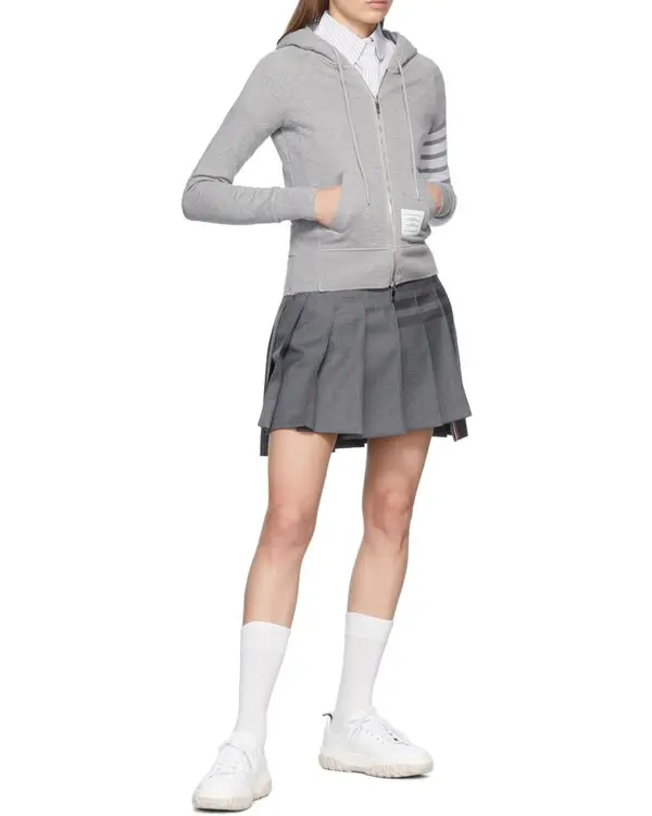 Thom Browne 4-bar Zip-up Hoodie - Light Gray