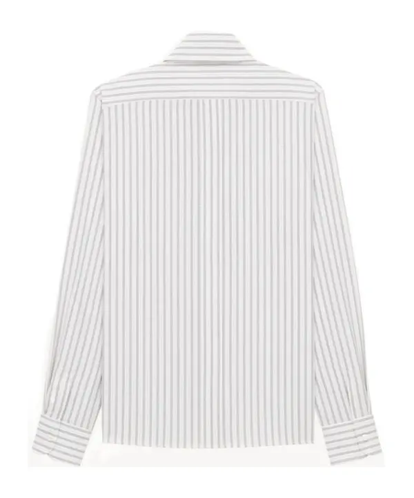 Saint Laurent Cassandre Shirt In Striped Cotton - No