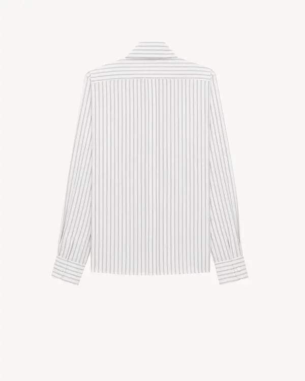 Saint Laurent Cassandre Shirt In Striped Cotton - White