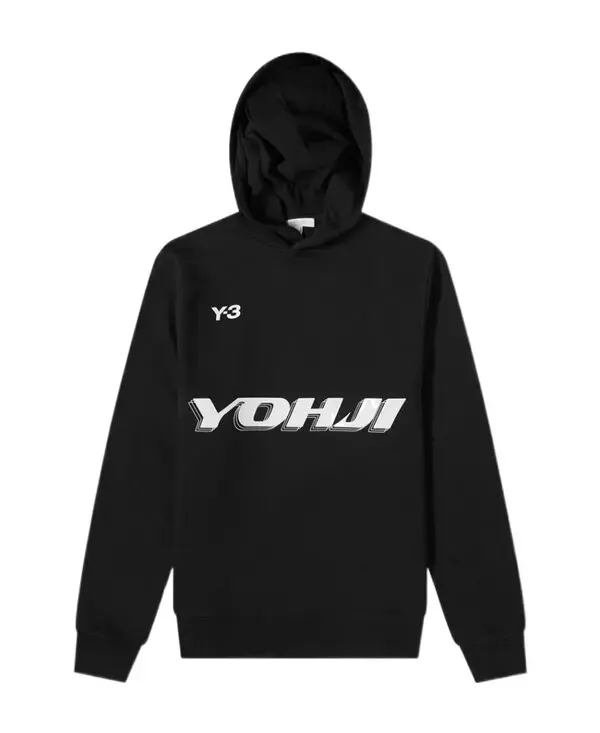 Y3 Logo Printed Long Sleeve Hoodie