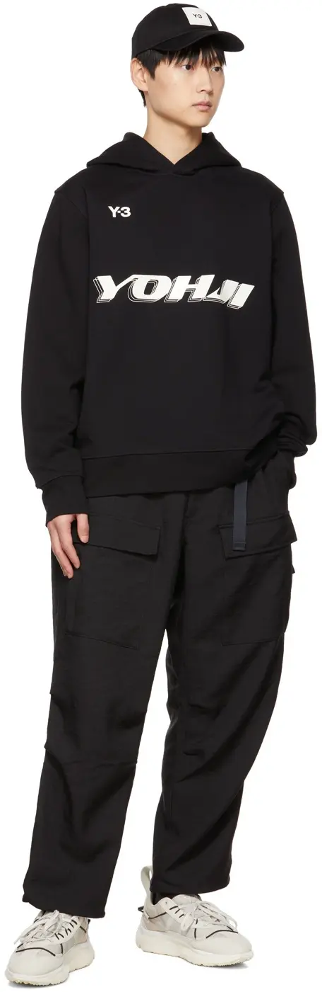 Y3 Logo Printed Long Sleeve Hoodie