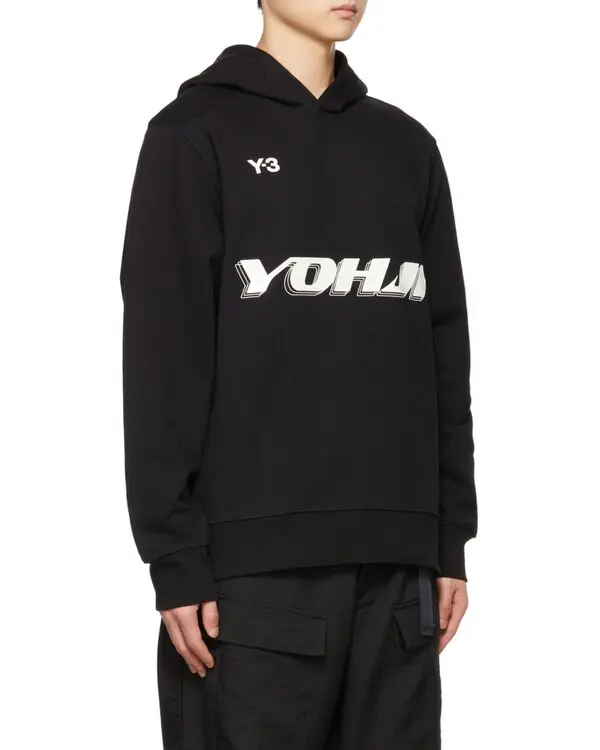 Y3 Logo Printed Long Sleeve Hoodie
