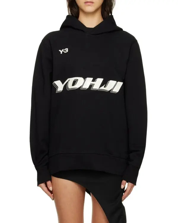 Y3 Logo Printed Long Sleeve Hoodie