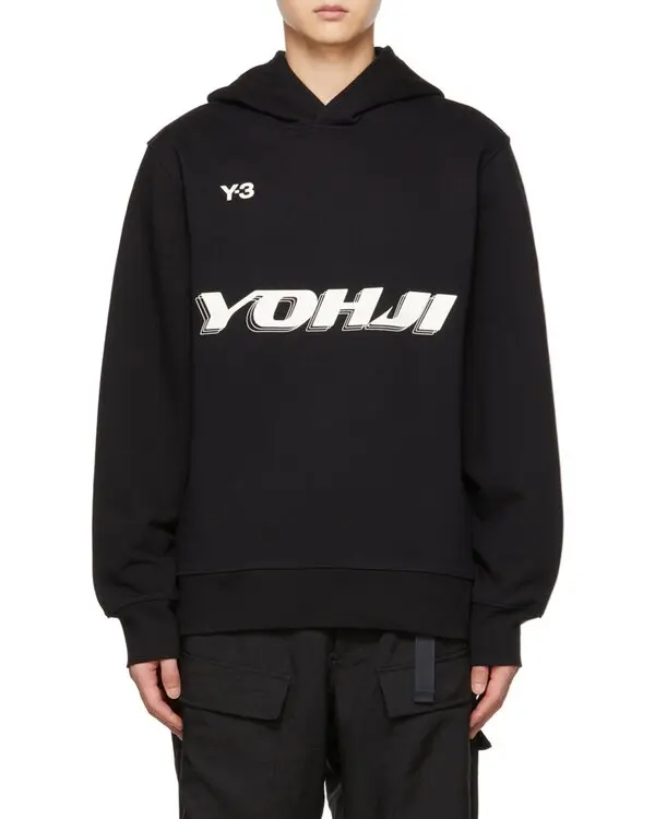 Y3 Logo Printed Long Sleeve Hoodie