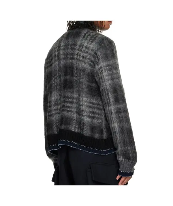 Sacai Plaid Mohair Knit Cardigan