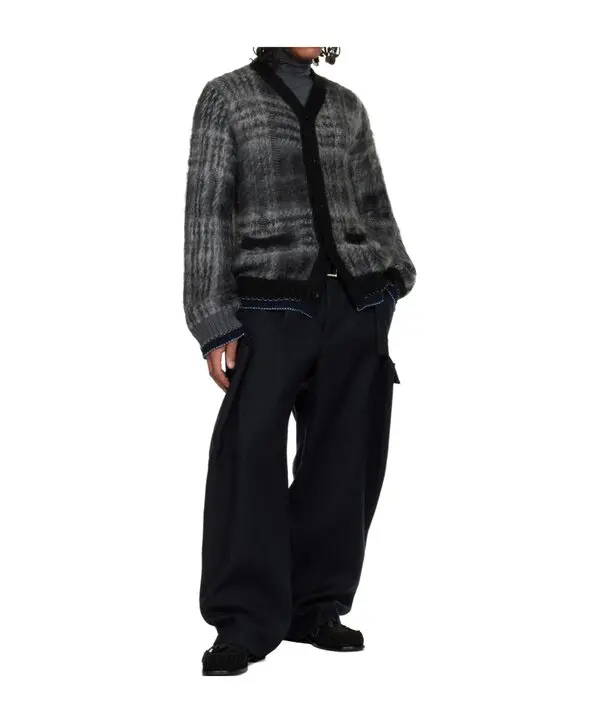 Sacai Plaid Mohair Knit Cardigan