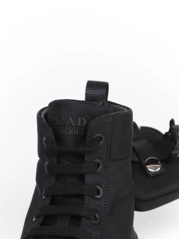 Prada Wheel Re-nylon High-top Sneakers With Detachable Pouch