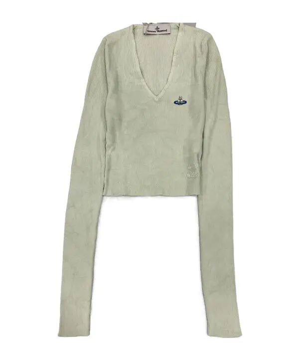 VIVIENNE WESTWOOD V-neck Cropped Fine Knit Sweater - No